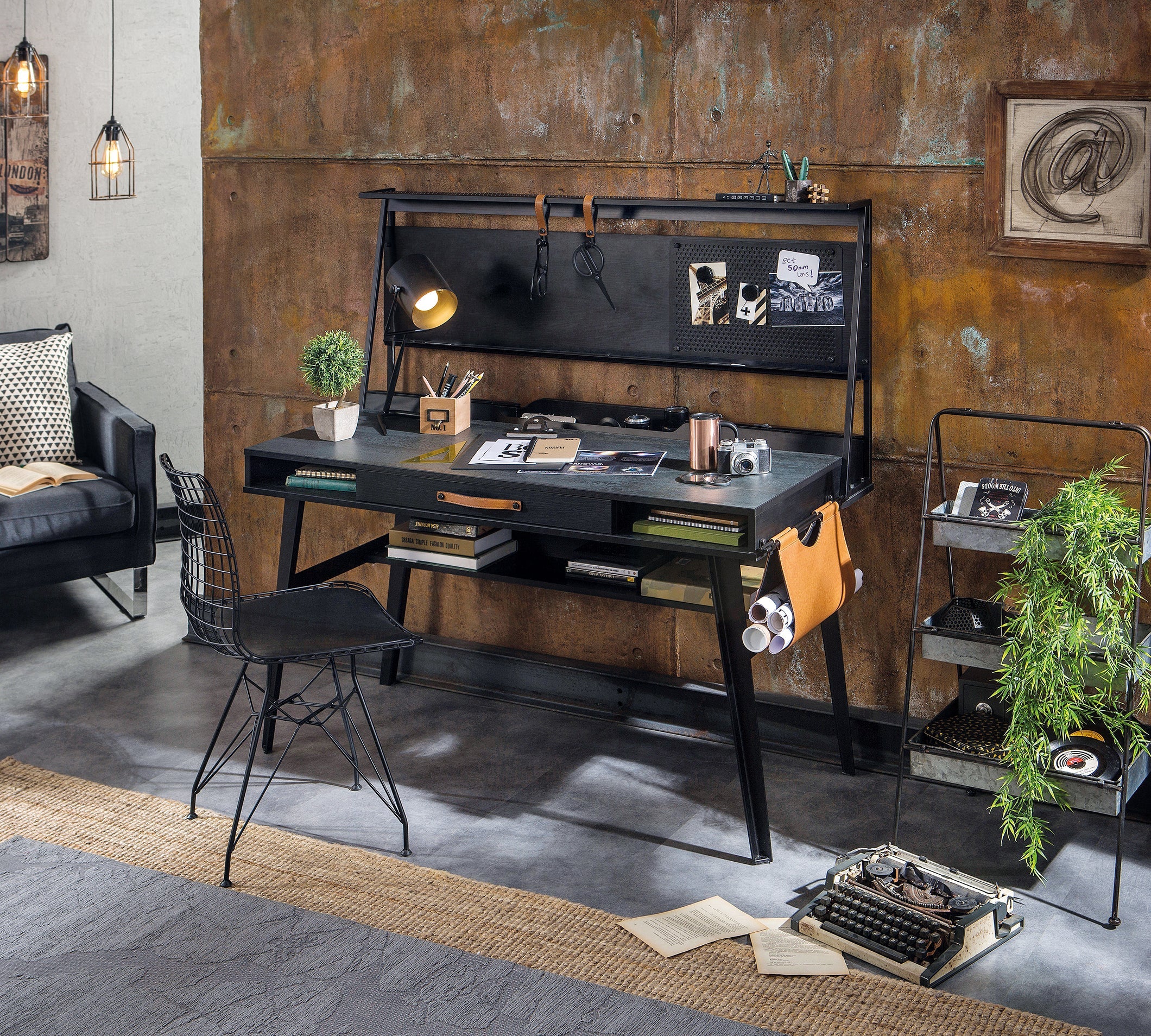 Dark Metal Study Desk With Unit – Cilek World