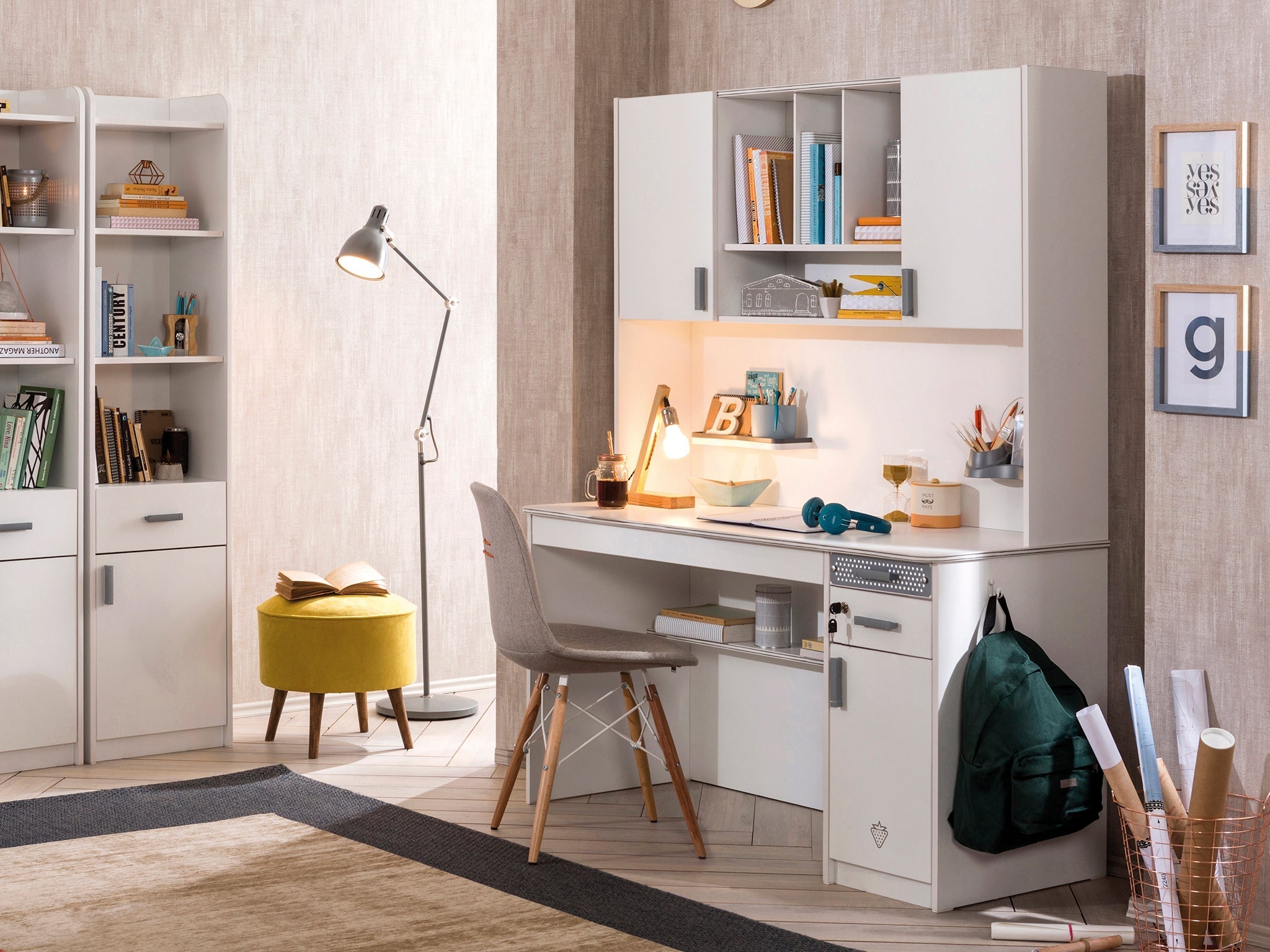 White Large Study Desk With Unit – Cilek World